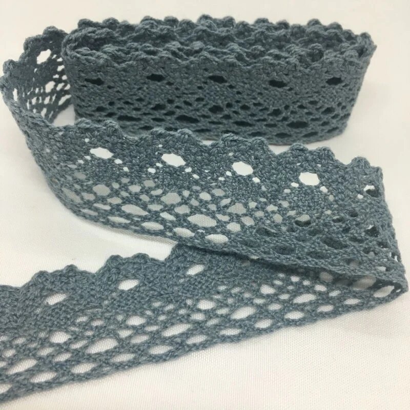 Голубая кружевная тесьма 2.5 см, C102-24GreyBlue, 5 ярдов