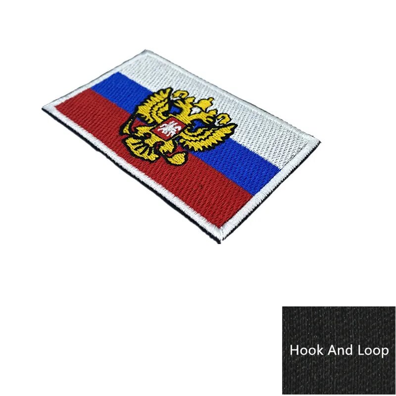 Патч флаг России вышитый, красный, Hook And Loop
