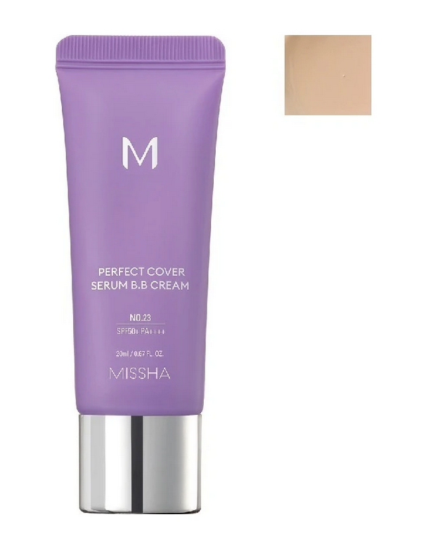 BB-крем MISSHA М тональный Perfect Cover Serum с антивозрастной сывороткой для сияния кожи, SPF50 /PA, тон 23 natural beige, 20 мл