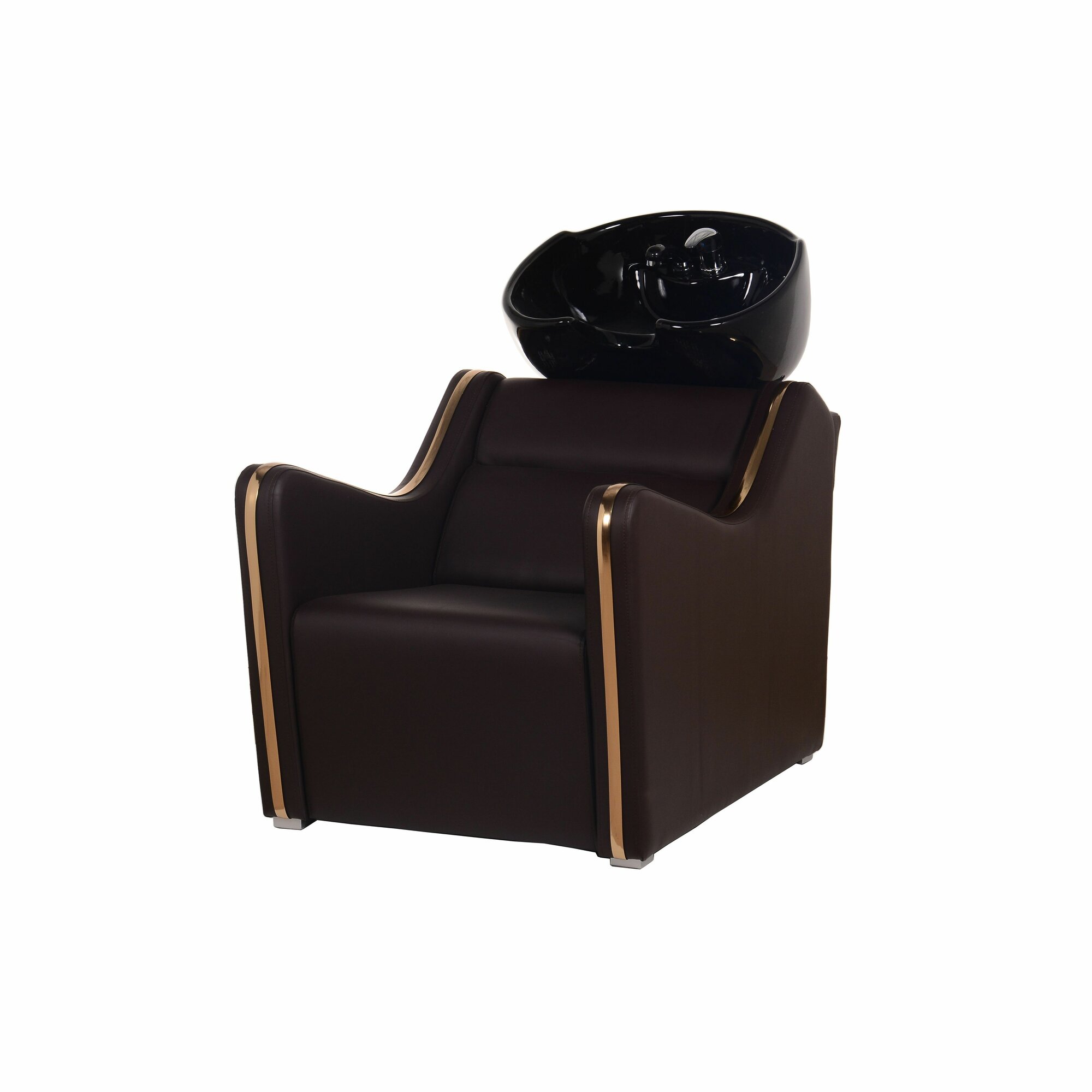 Парикмахерская мойка "Флора Gold", коричневый цвет, черная глубокая раковина