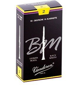 Трости для кларнета Sib-Bb размера 2 (10 шт.), CR182, Black Master, Vandoren, Франция, German Model (Deutsche B-Klarinette)