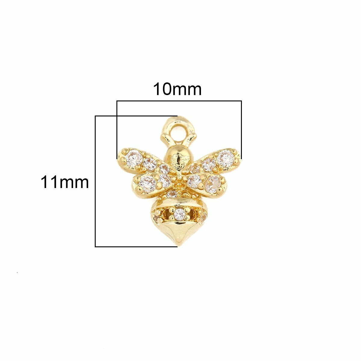 Золотая подвеска-пчела из меди 10x11mm