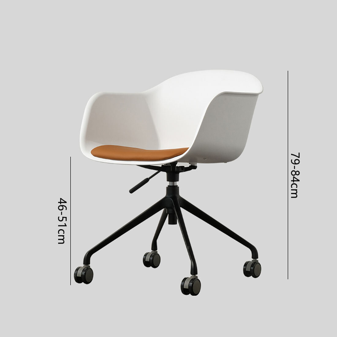 Минималистичное кресло на колесиках Kreis Janemore (коричневое сиденье, черные ножки)