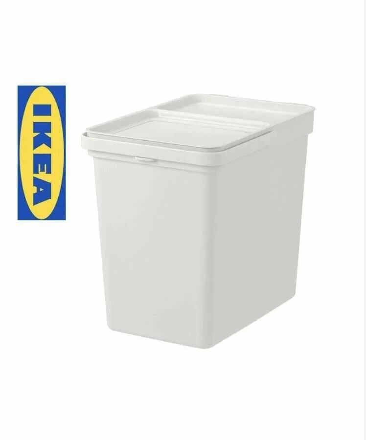Контейнер для мусора IKEA "Холлбар", напольный, 22л, белый, пластик