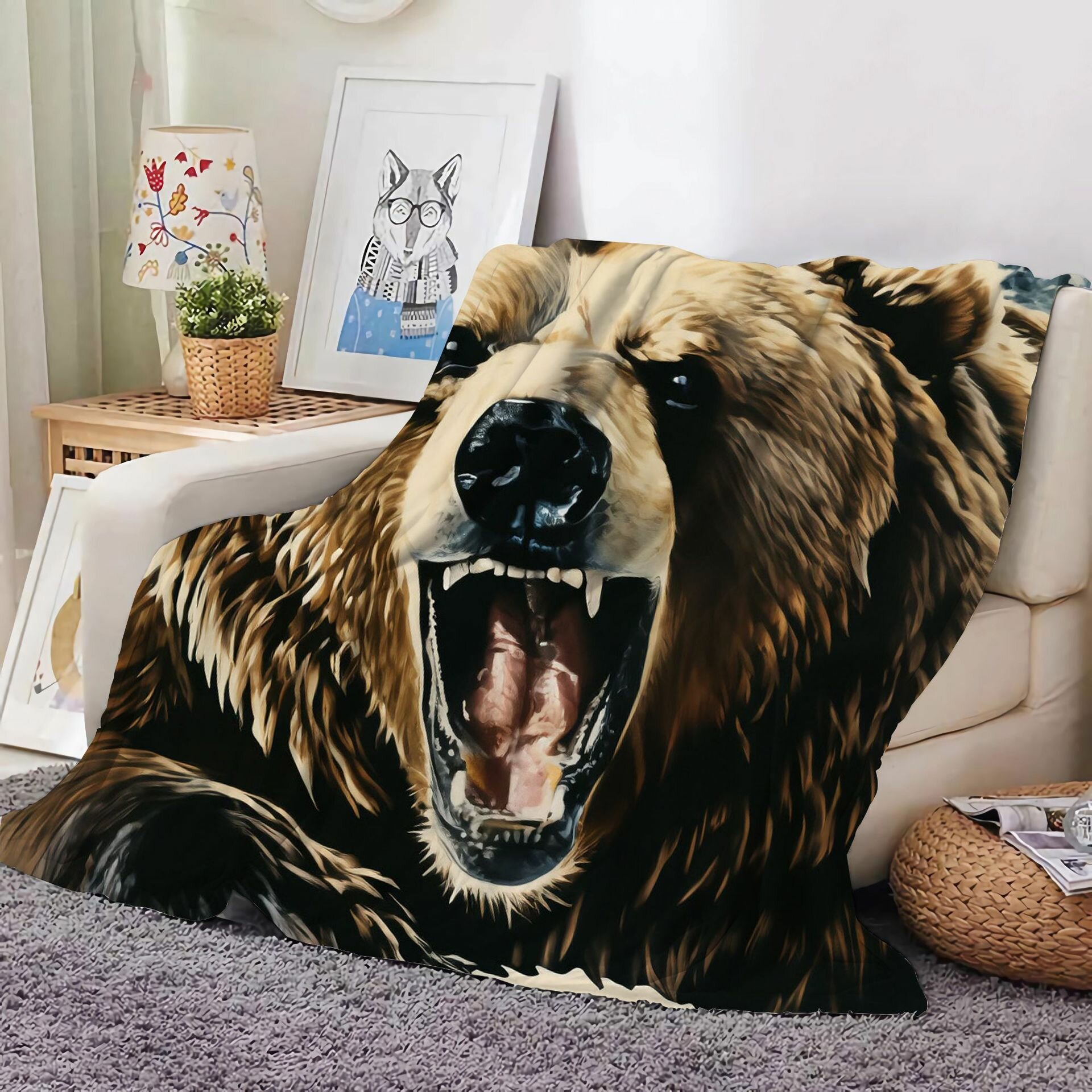 Одеяло "Медведь в лесу", фланель, полиэфирное волокно, 70x100 см