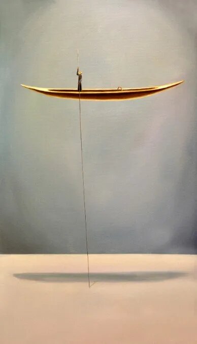 Абстрактная живопись "Золотая лодка" на холсте FajerminArt NP147, 50x90cm No Frame