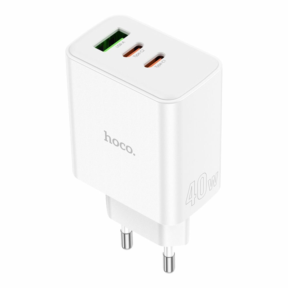 СЗУ Hoco C126A Pure 1xUSB, 2xUSB-C, 3А, PD40W, QC3.0, GaN, белый