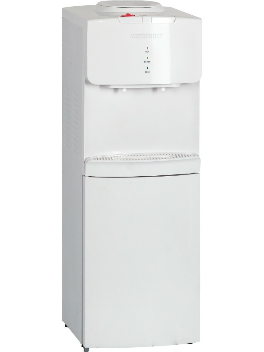 Напольный кулер для воды NORDFROST FK-53W с компрессорным охлаждением и нагревом, с шкафчиком, белый, для дома и офиса