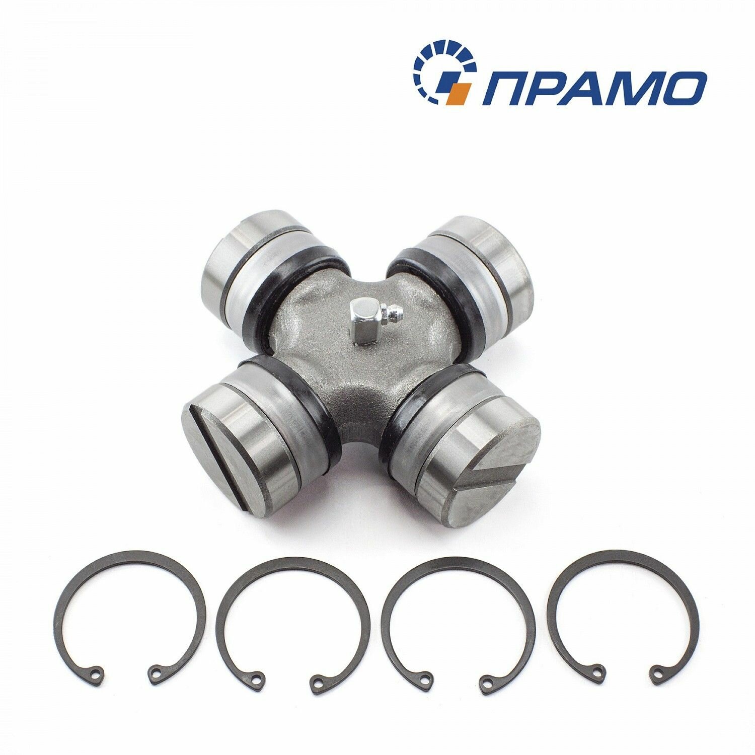 Крестовина кардана КамАЗ большая, ЗИЛ, Урал, МАЗ, ЛиАЗ с масленкой и стопорными кольцами