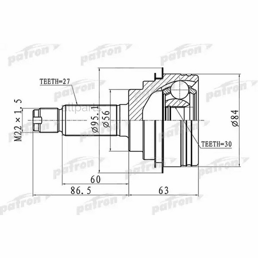 PATRON PCV1260 ШРУС наружный 27x56x30 SUBARU IMPREZA G10 92-02
