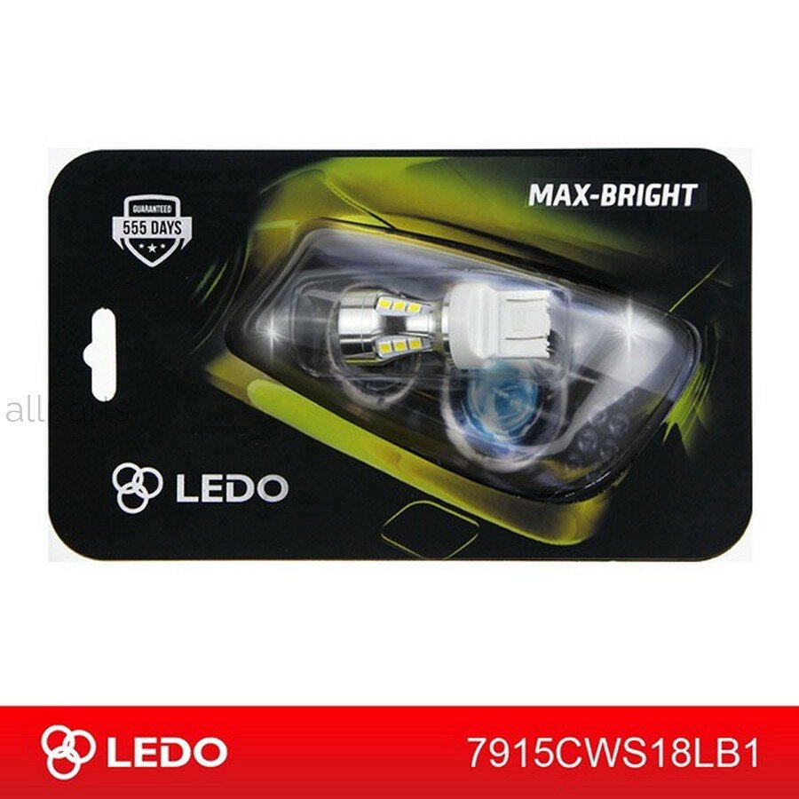 LEDO 7915CWS18LB1 Лампа светодиодная W21/5W Max-Bright 18SMD 12V бел
