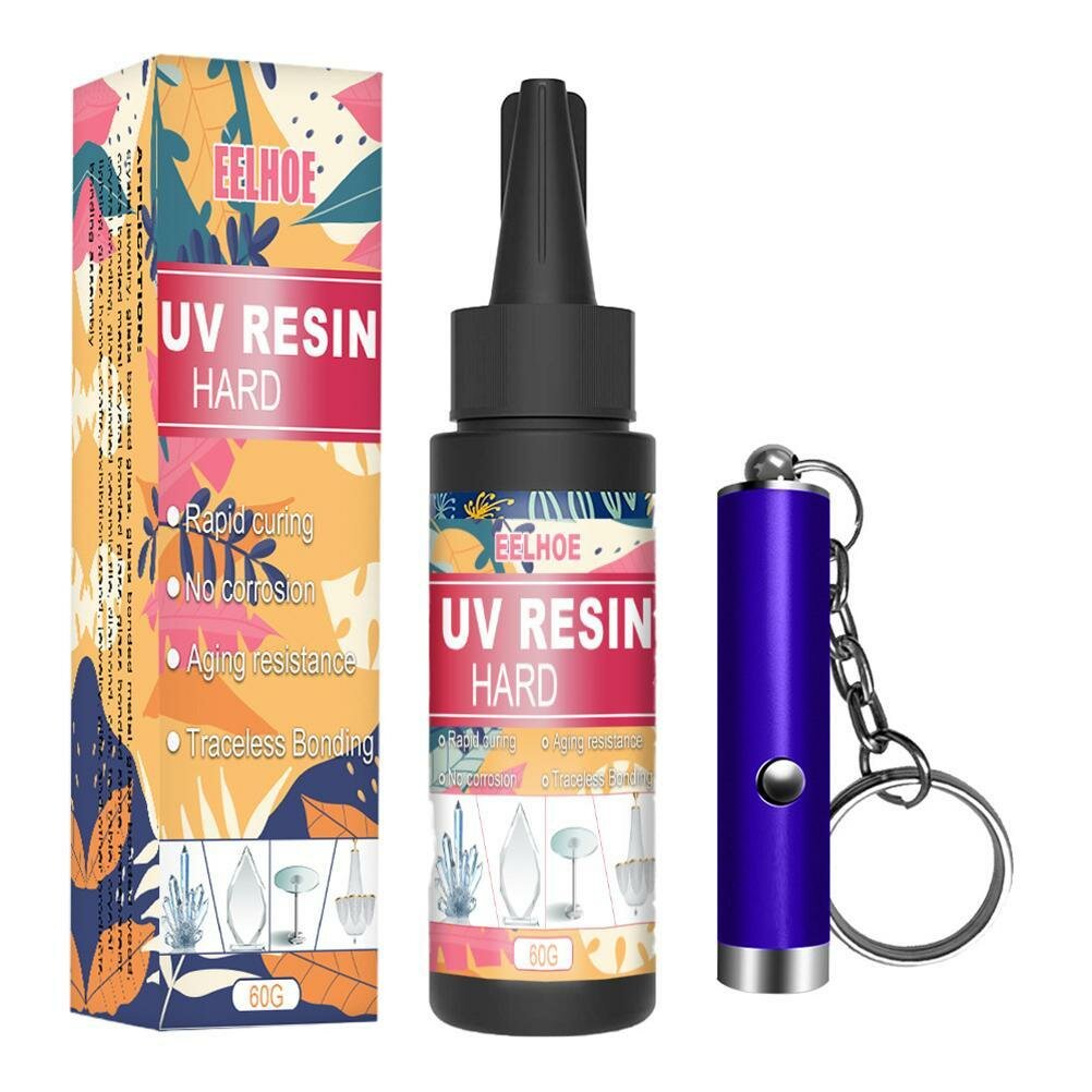 UV Resin Kit Crystal Clear Hard Glue Ultraviolet Curing for Mold Casting Coating with Tool