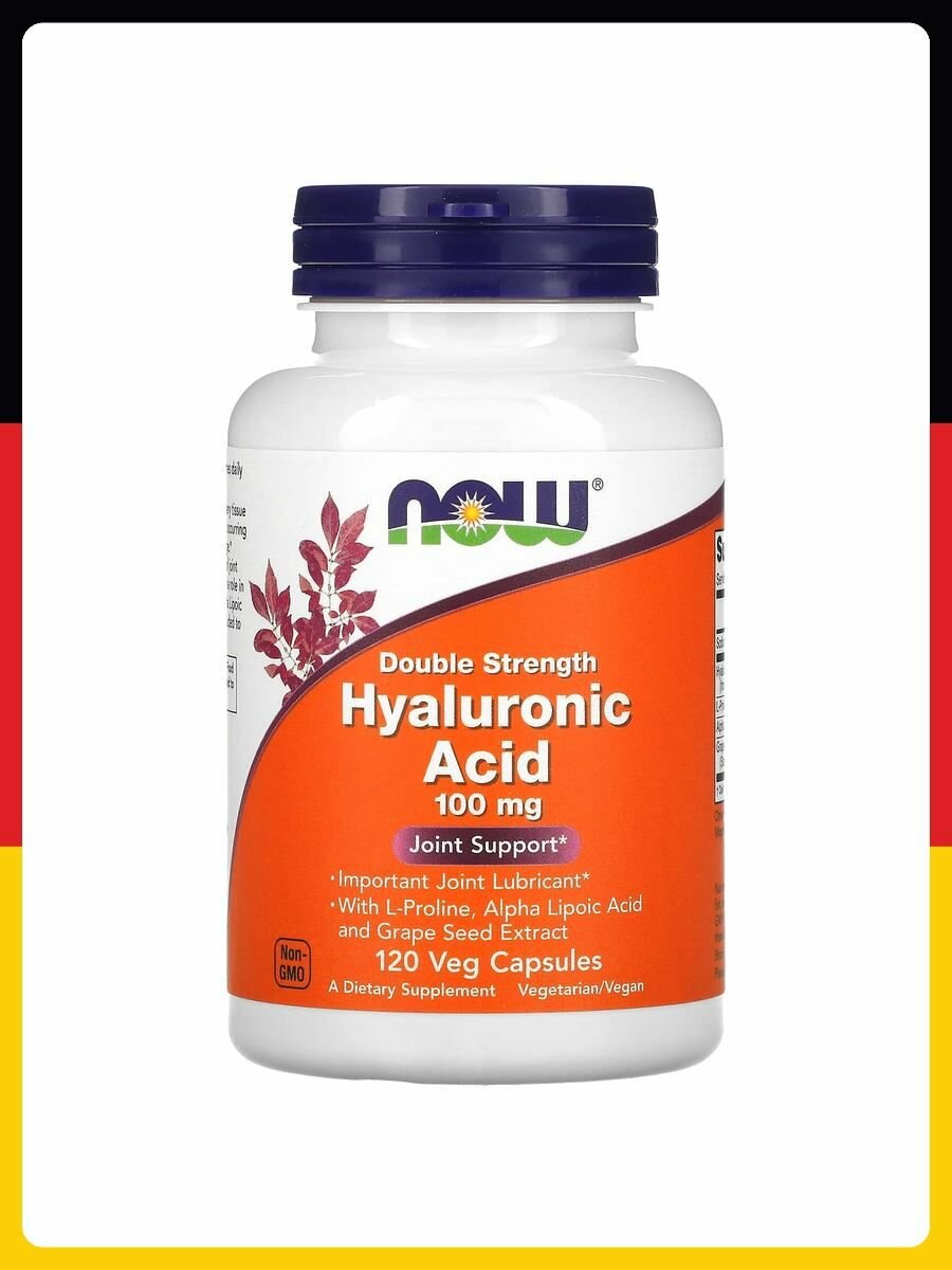 Now Foods Hyaluronic Acid 100 мг 120 капсул для суставов и соединительной ткани, 120 капсул