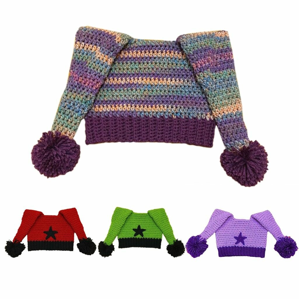 Забавная шляпа ручной вязки со звездой фото шляпы клоуна-red star