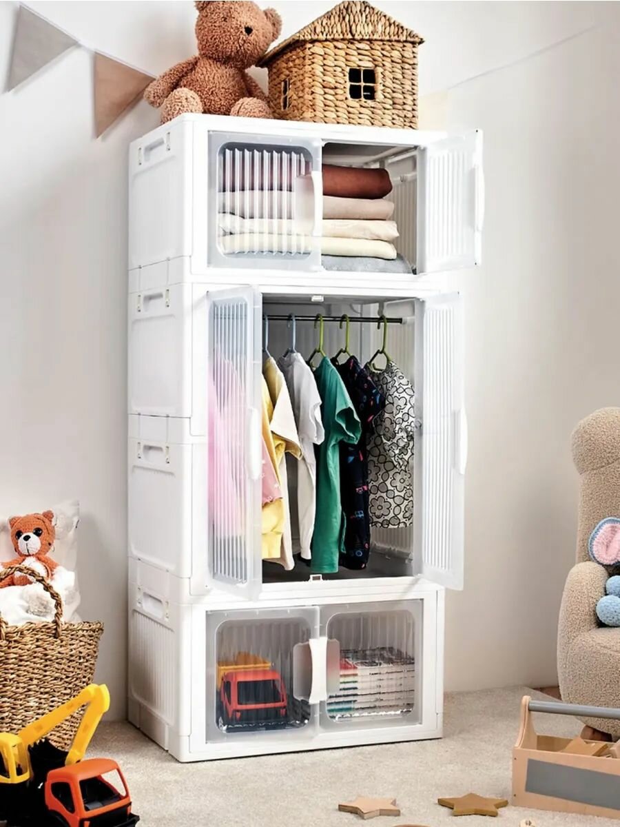 Детский шкаф Я сам (60*40*128см) (Комплект №1: шкаф и 2 тумбы) (белый)