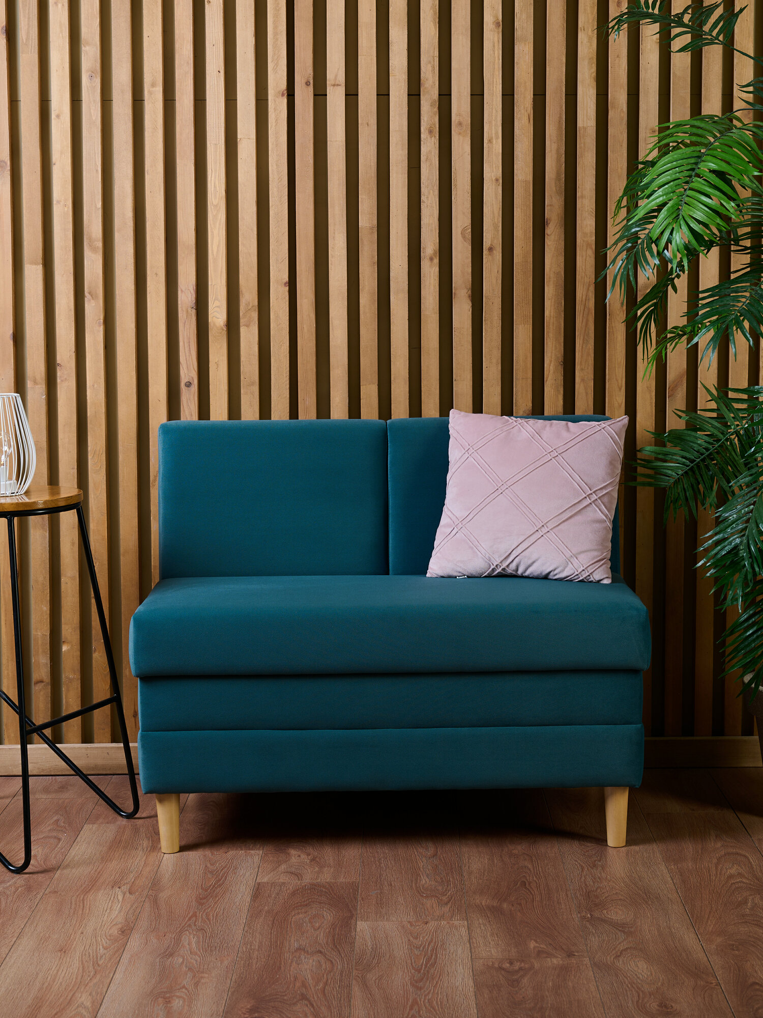 Диван прямой с ящиком Цезерио. 100*59*82 см, зеленый. На кухню, на балкон, в прихожую.