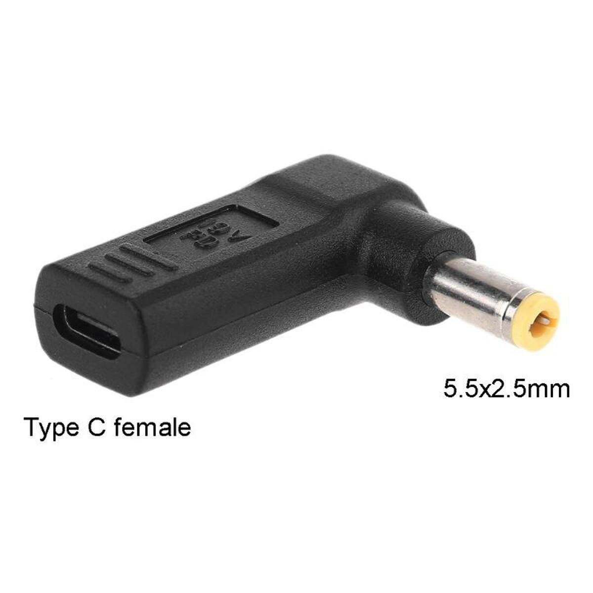 Адаптер питания постоянного тока, конвертер USB Type-C Female в 5,5x2,5 мм Male Jack для ноутбука Asus Lenovo Toshiba La