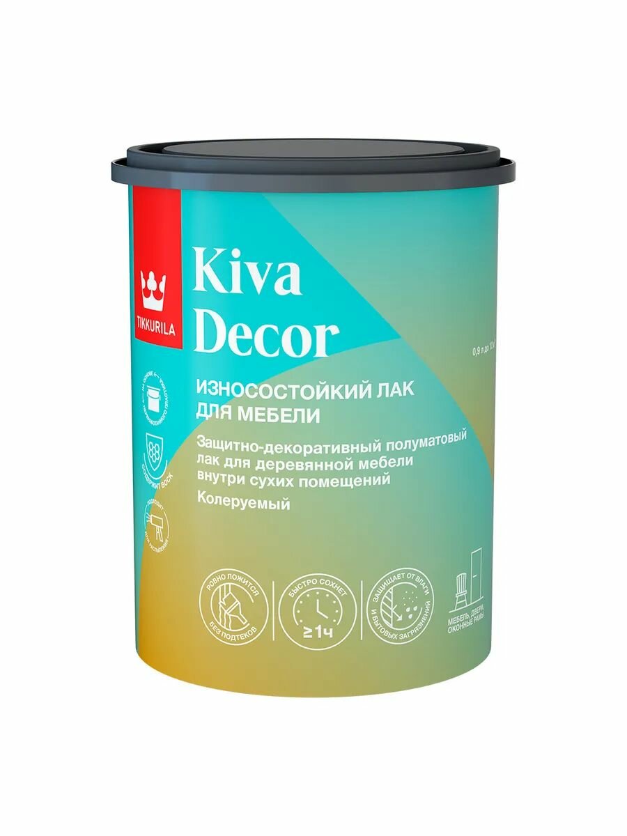 Tikkurila Лак мебельный "KIVA DECOR" EP полуматовый 0,9 Л "тиккурила"
