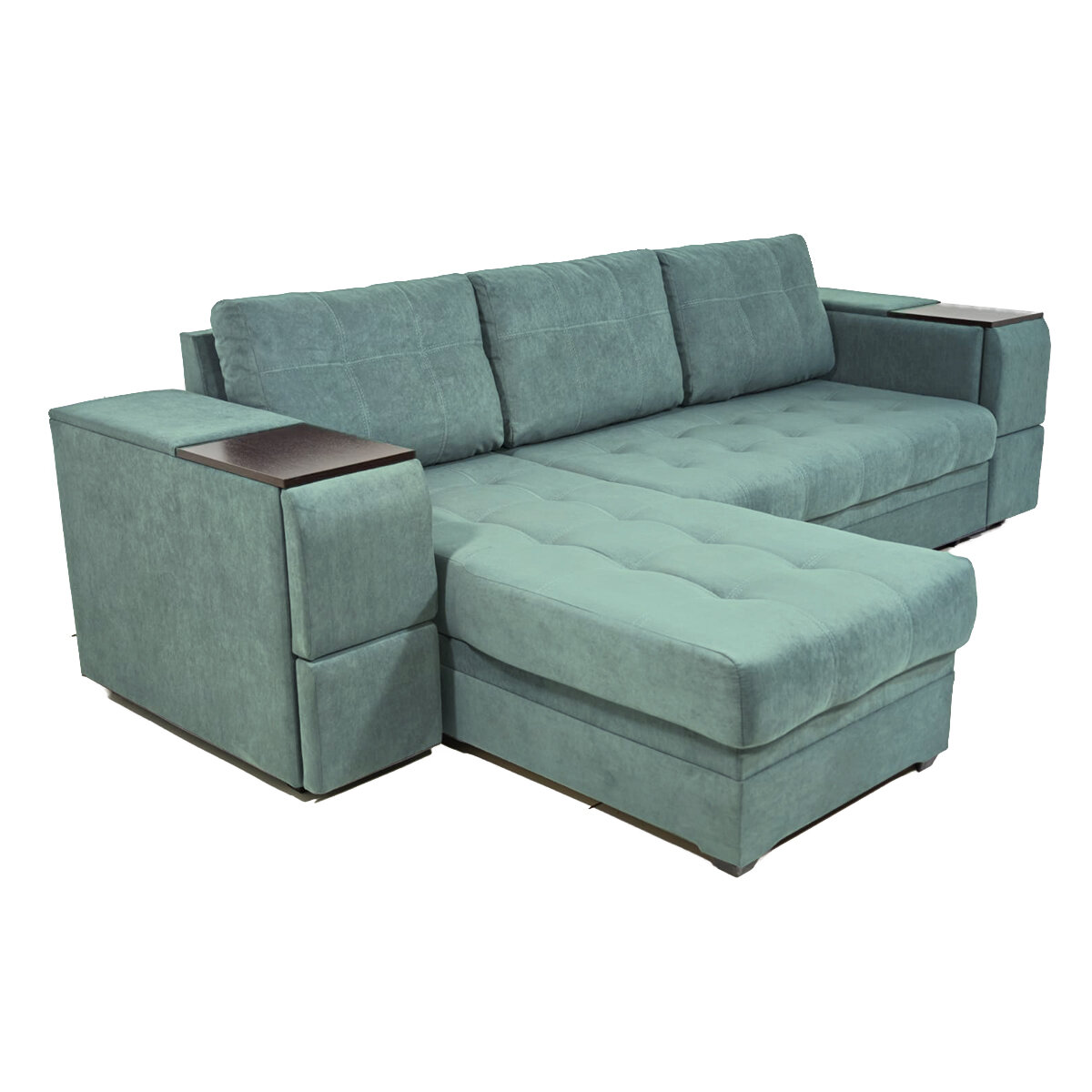 Диван Инвуд Лайт 2 угловой Барный Vita 020 зеленый (левый) (стол как смотришь справа) 260х160х88