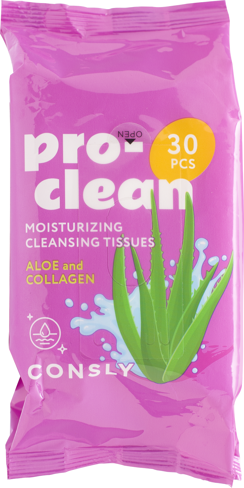 Салфетки мицеллярные Consly Очищающие и увлажняющие, с коллагеном и алоэ, 30шт