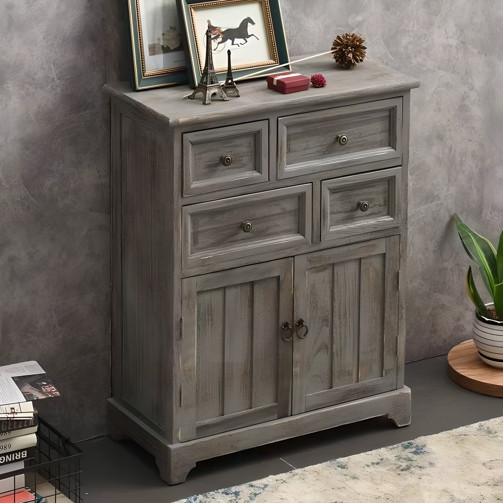 Комод, стиль Арт-деко, 4 выдвижных ящика, ABS/дерево, антибактериальный фасад