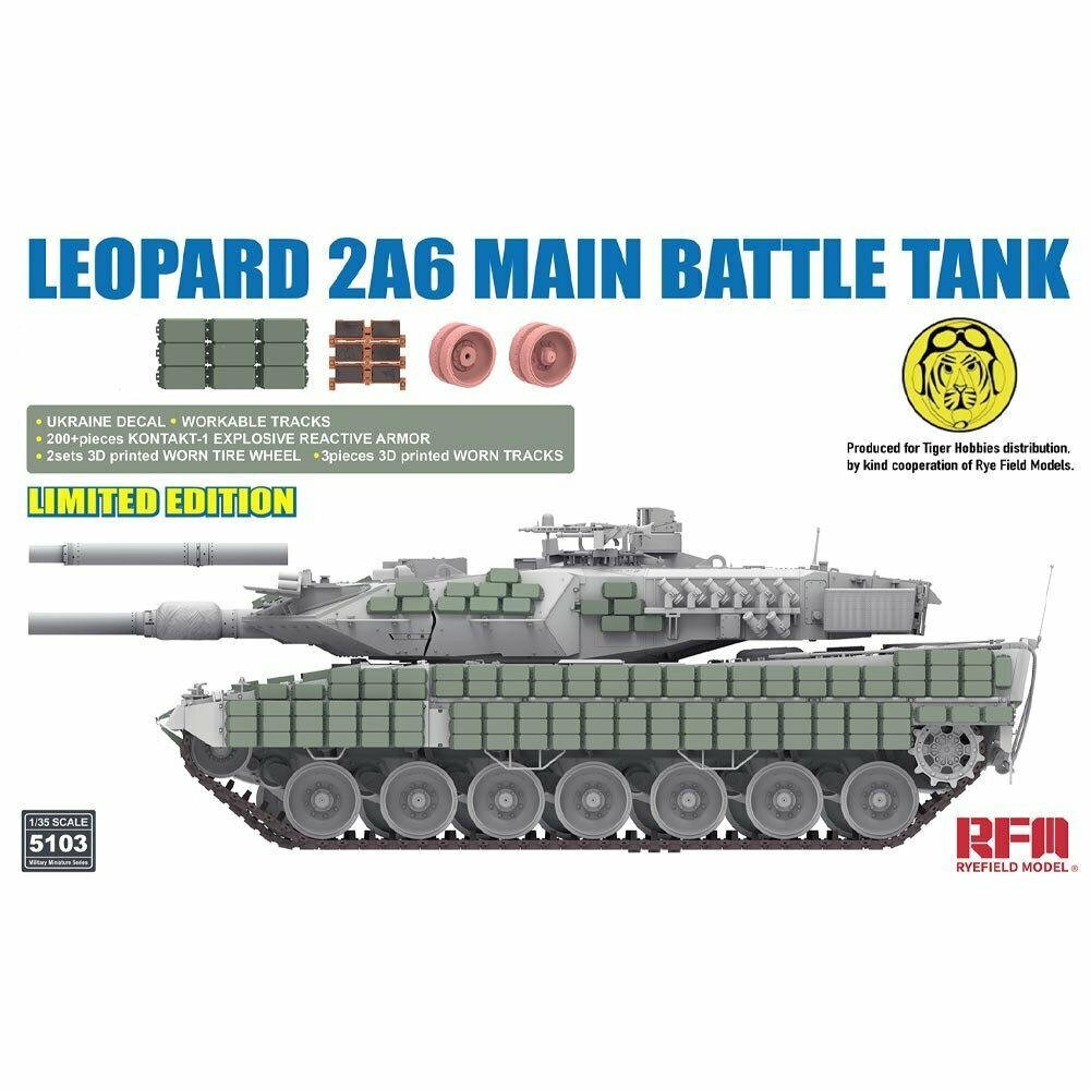 Основной боевой танк Leopard 2A6 с рабочими траками и комплексом динамической защиты Контакт-1 (Limited Edition)