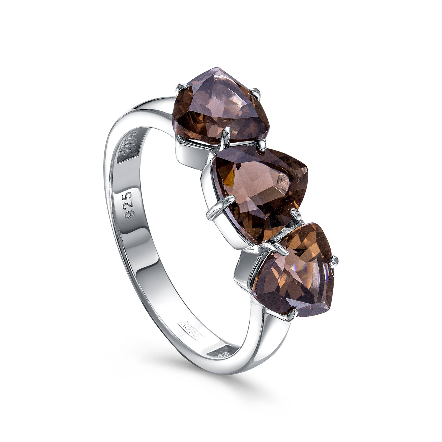 Кольцо, серебро, 925 проба, раухтопаз