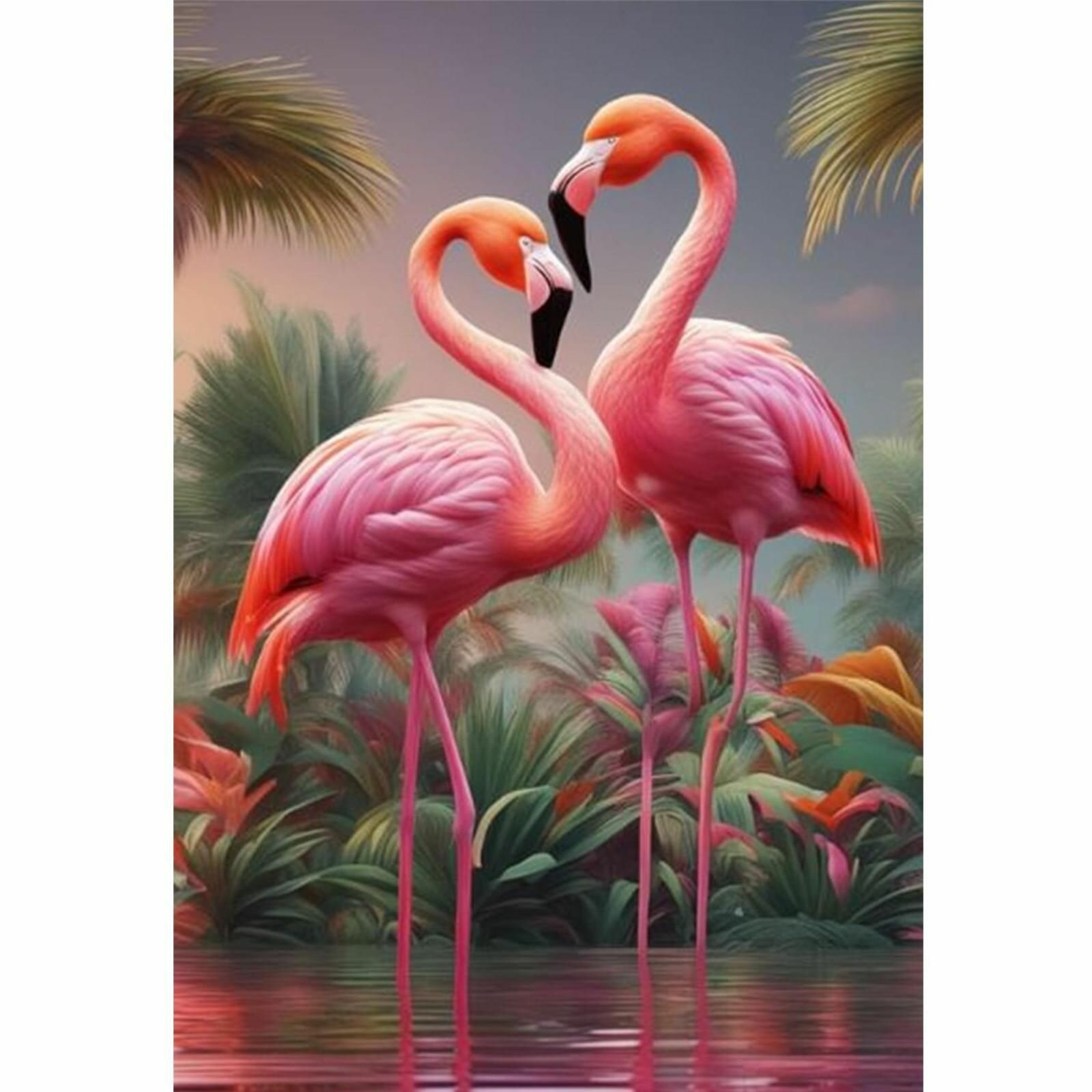 Набор для вышивания крестом "Фламинго" с напечатанным рисунком, 40x60 см, 11CT, хлопковая канва и нити