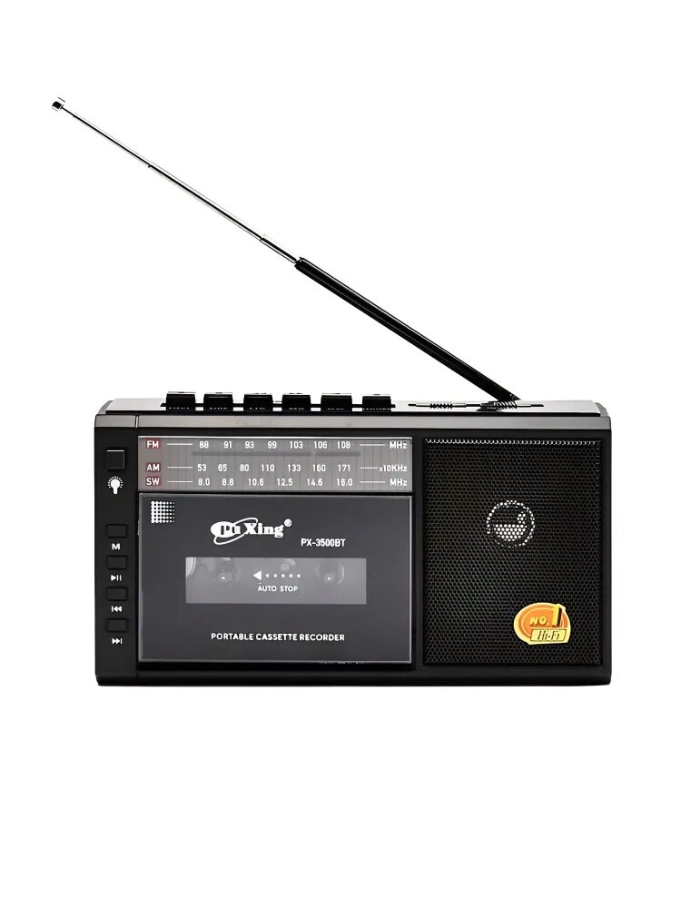 Магнитола Xing PX3500BT Портативная кассетная магнитола 3 Вт черный с радио, кассетой, USB, MicroSD