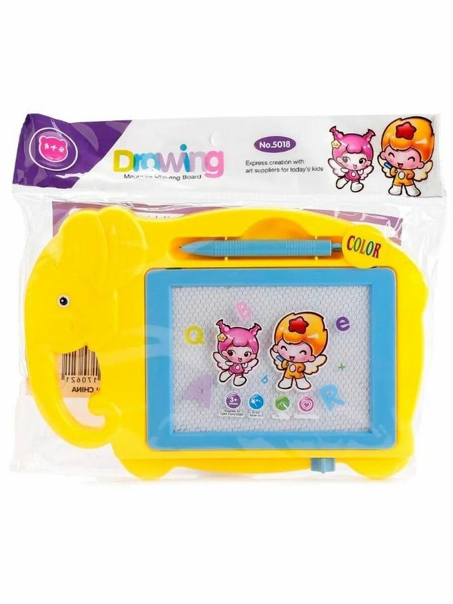 Детский графический планшет для рисования со стилусом, 11 дюймов (23 x16 см) пиши-стирай Слон с ручкой (черно-белая) Волшебный экран