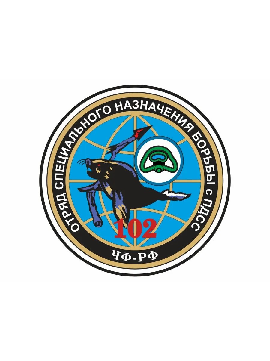 Наклейка "Морская пехота (102 Отряд спецназ борьбы с пдсс)",10х10см