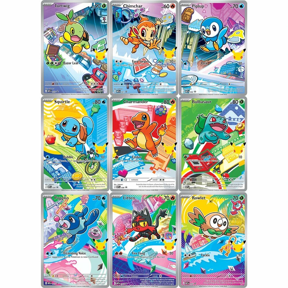 Коллекционная карта Bandai Charmander, Bulbasaur, Squirtle 9pcs