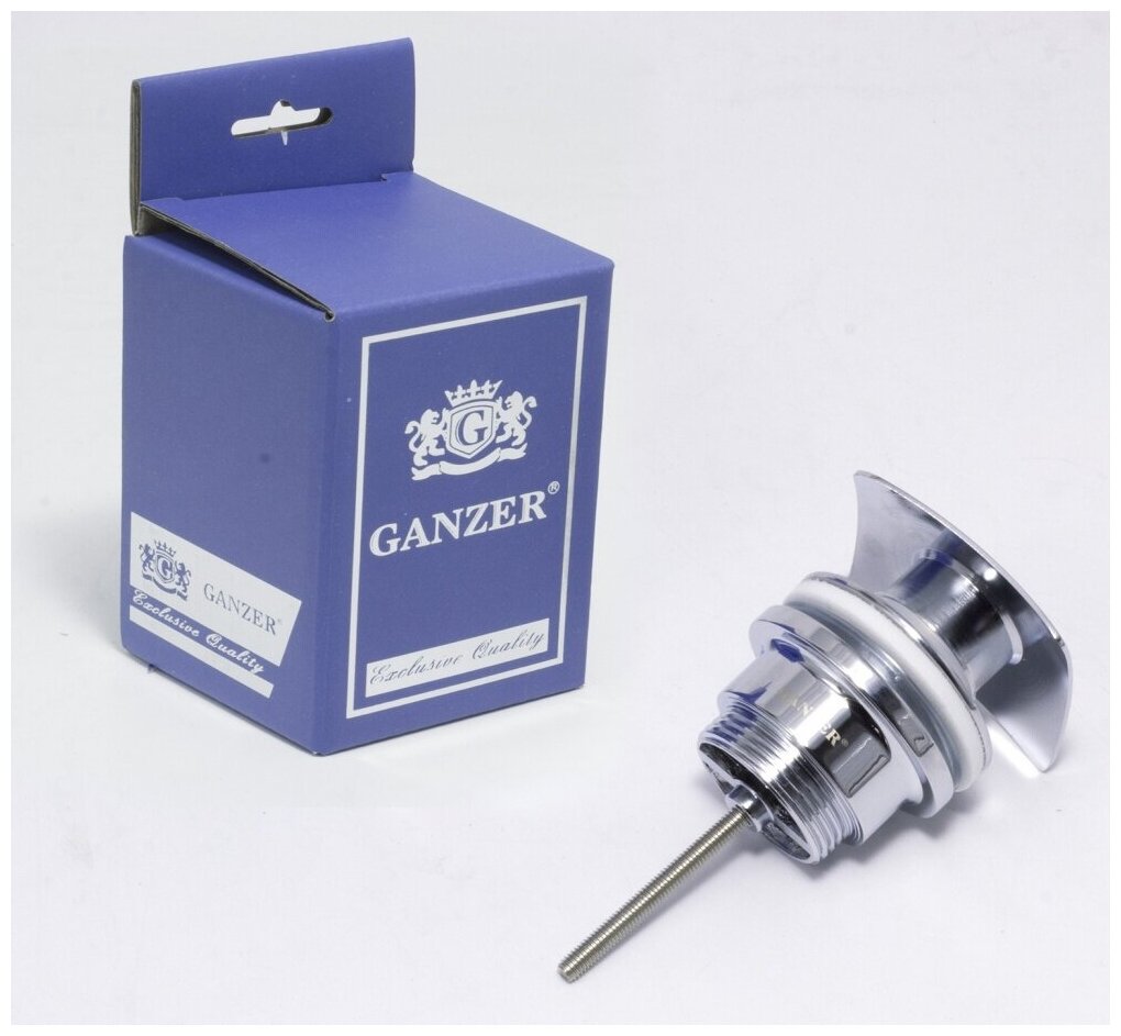 Донный клапан из латуни с переливом для раковины GANZER F-10 Хром