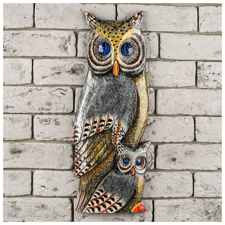 Настенное панно 'Две совы' 48х20х2,5 см