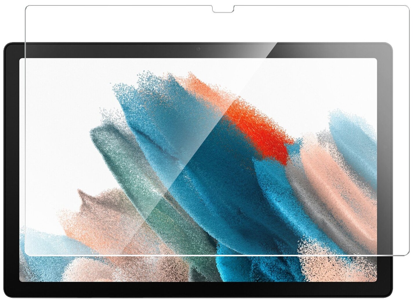 Защитное стекло на Samsung Galaxy Tab A8 10.5" (SM-X205N/ SM-X200N) на Экран (гибридное=пленка+стекловолокно) прозрачное тонкое Hybrid Glass Miuko