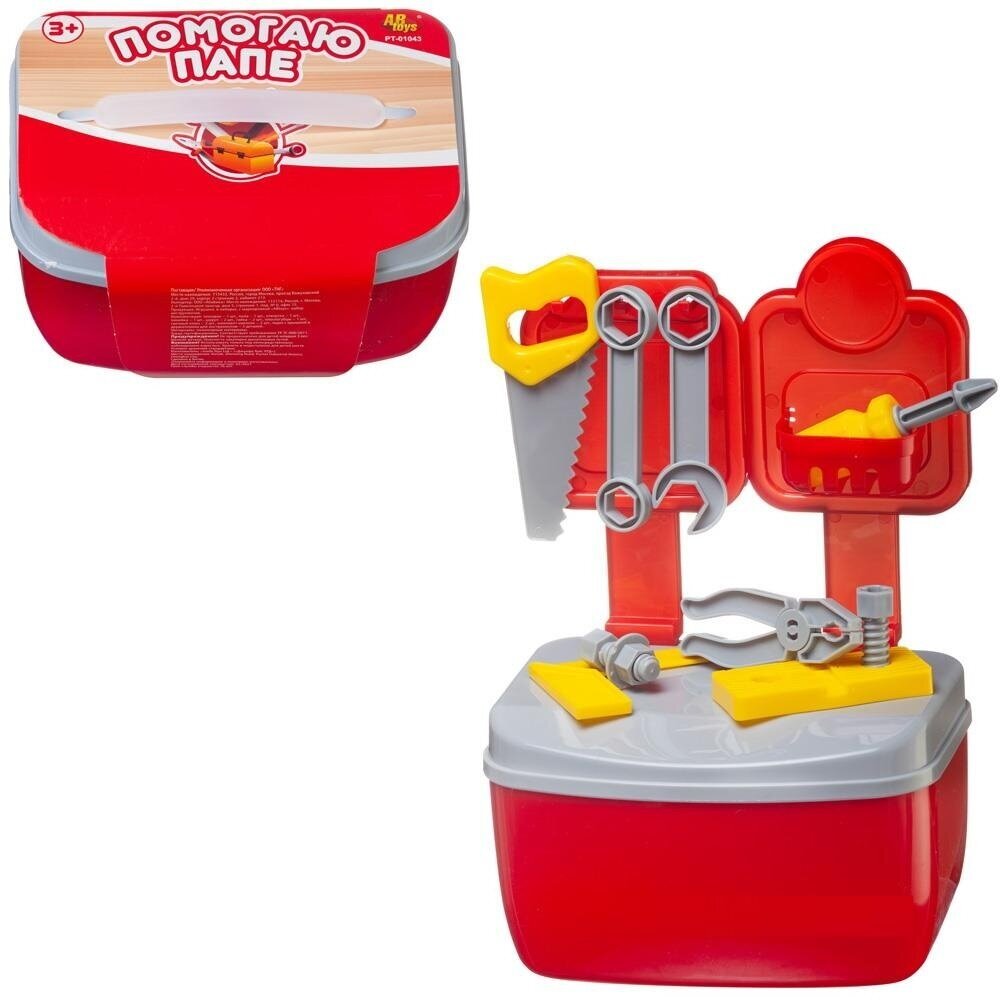 Набор игрушечных инструментов в ящике, серия "Помогаю папе" 18,5х13х11 см Abtoys PT-01043