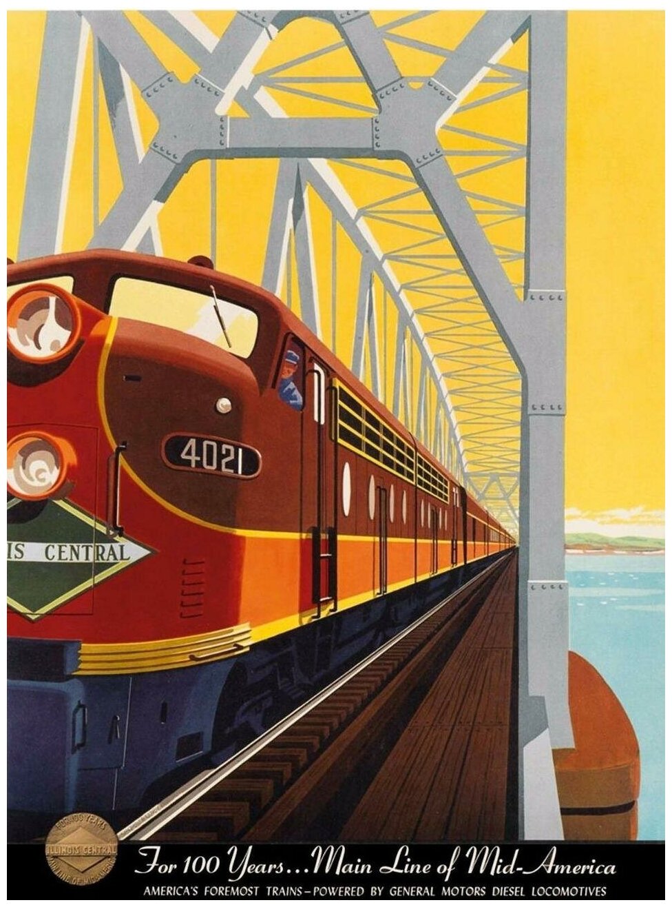 Постер / Плакат / Картина Поезда - Лучший поезд Америки 50х70 см в подарочном тубусе