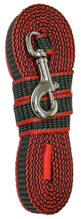 Зооник поводок капроновый с двойной латексной нитью "Эко" 3 м. х 20 мм, Красный