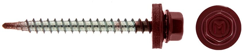 Саморезы кровельные с буром 50х4,8 мм металл-дерево красное вино RAL 3005 (80 шт.)