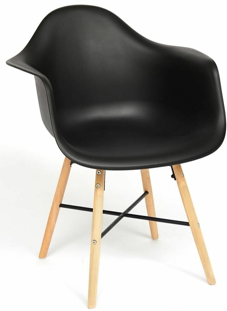 Стул-кресло Secret De Maison CINDY EAMES (mod. 919) TetChair черный, пластик, дерево, твердое сиденье, с подлокотниками