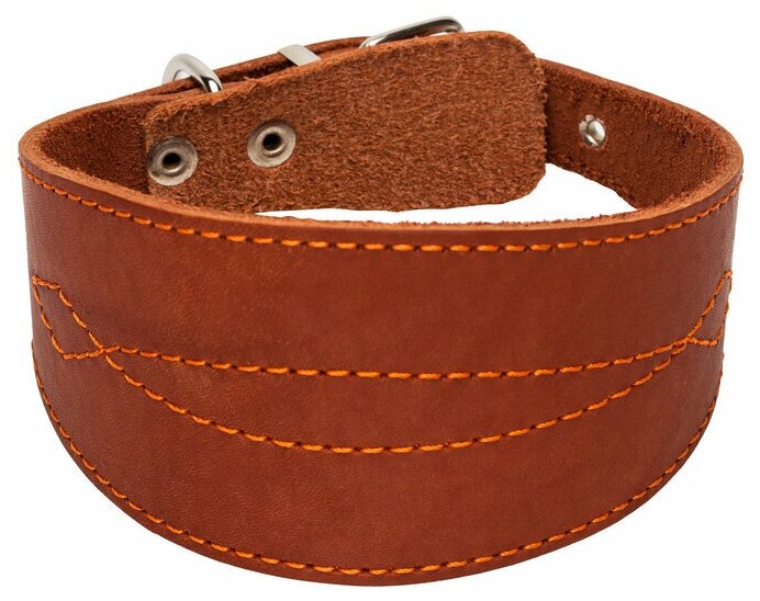 Ошейник-селедка коричневый кожаный CHOKERZ на борзую, гончую. Ширина - 66 мм. Длина - 40 см.