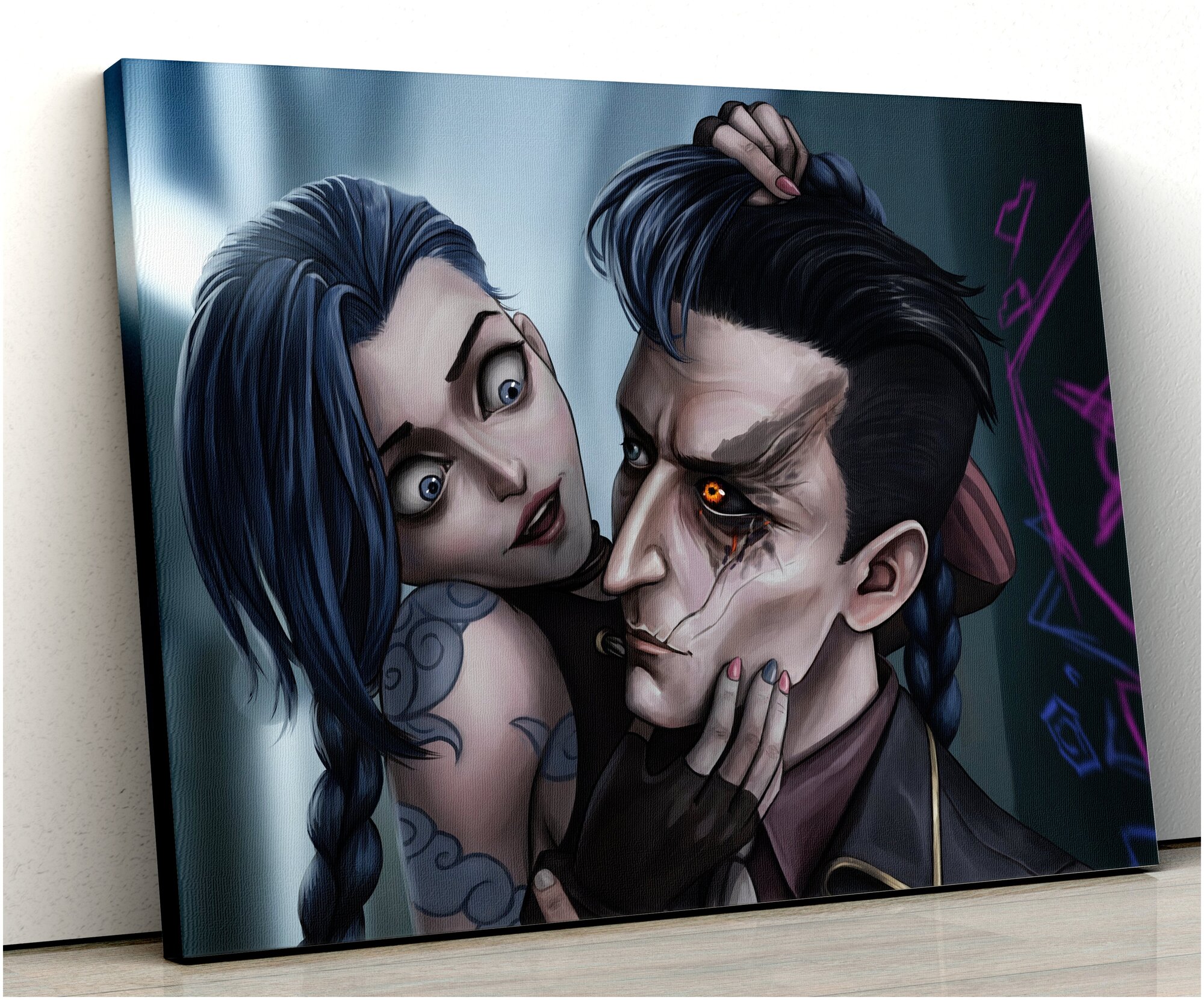 Картина на холсте с подрамником "Аркейн/Arcane: League of Legends, герои. Картина, которая украсит интерьер комнаты, подчеркнет современный стиль Вашего жилья. Качественная печать, экологически безопасные материалы. Сделано в России, 20x35 см