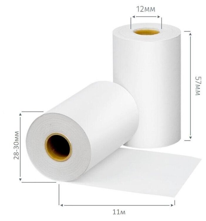 Ролики для касс 57 мм 11м вт.12 т/б 44гр/м2, 21 шт/уп (спайка) 1887254