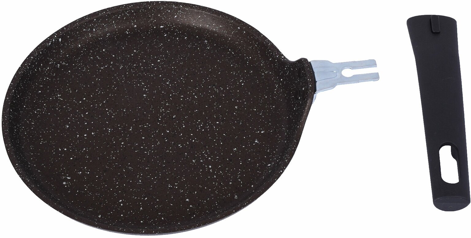Сковорода для блинов Kukmara 200/20мм, Мрамор Кофейный, съемная ручка, литой алюминий, сбмк200-1а