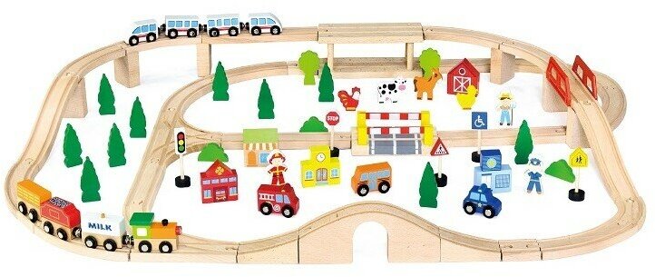 Игровой набор Viga Деревянная железная дорога VG50998