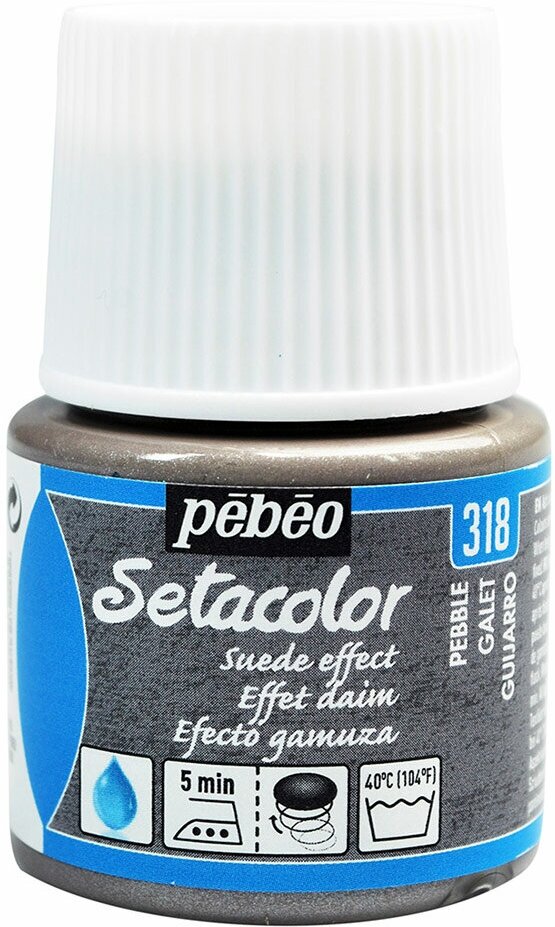 Краска для темных и светлых тканей "PEBEO" с эффектом замши Setacolor 45 мл 295318 серая галька
