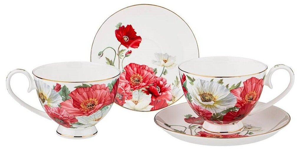 Чайный набор lefard "Маки" 4 пр. на 2 пер. 250 мл