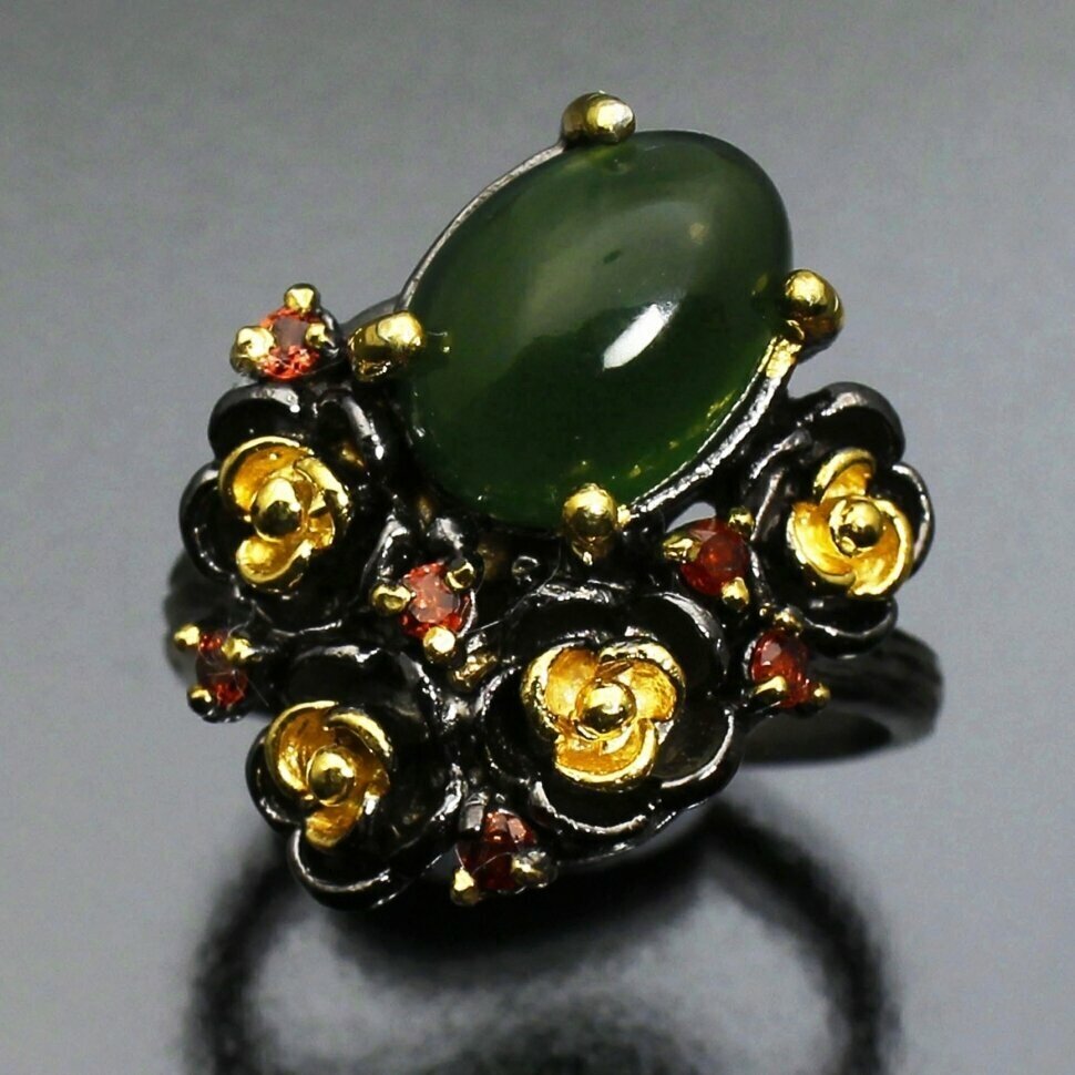 Кольцо помолвочное, серебро, 925 проба, гранат