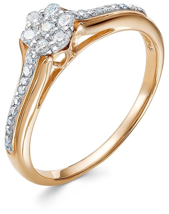 Кольцо, красное золото, 585 проба, родирование, бриллиант