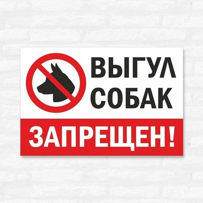 Табличка "Выгул собак запрещен!", 30х20 см, ПВХ